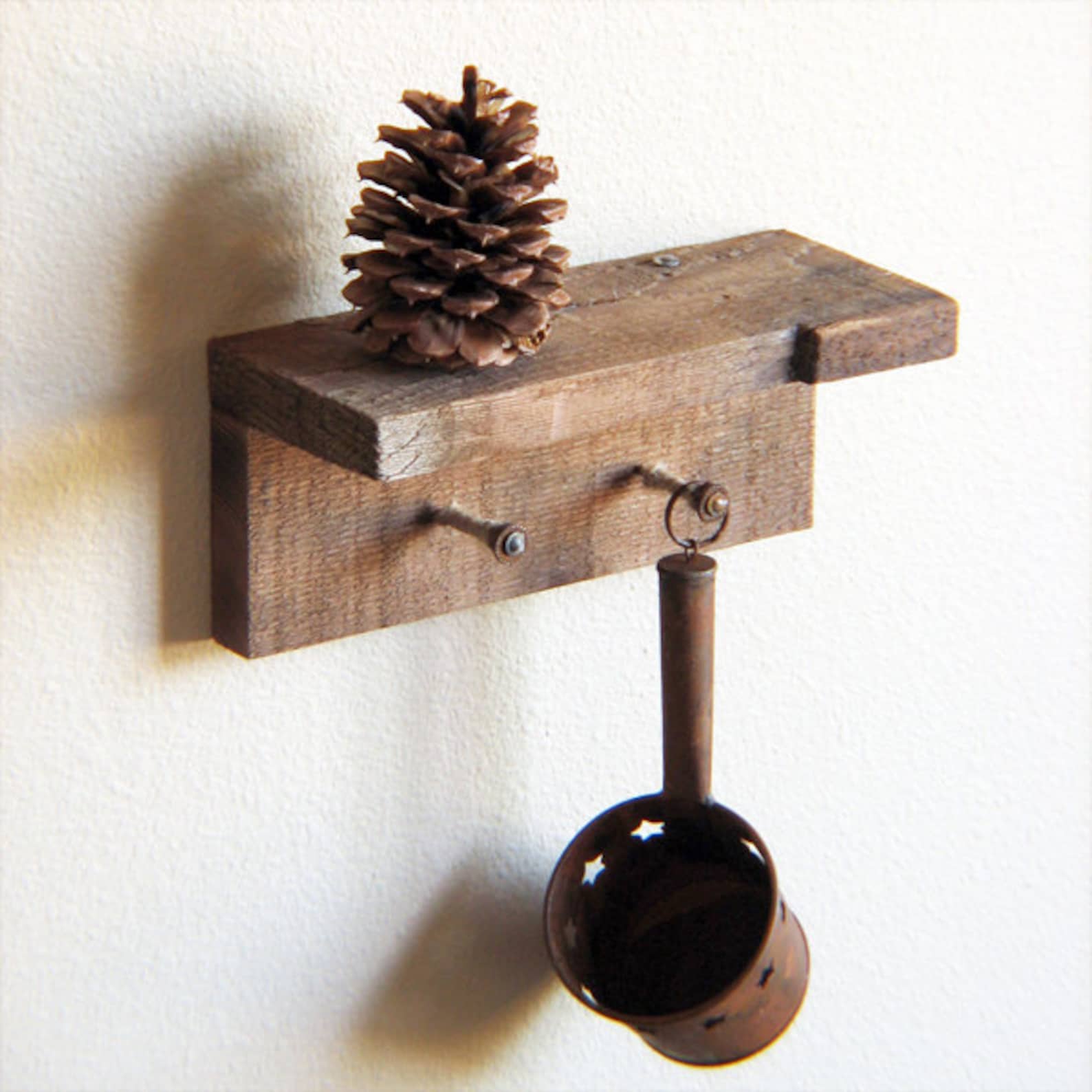 Rustic Key Rack Key Hanger With 2 Hooks Reclaimed Wall | Etsy