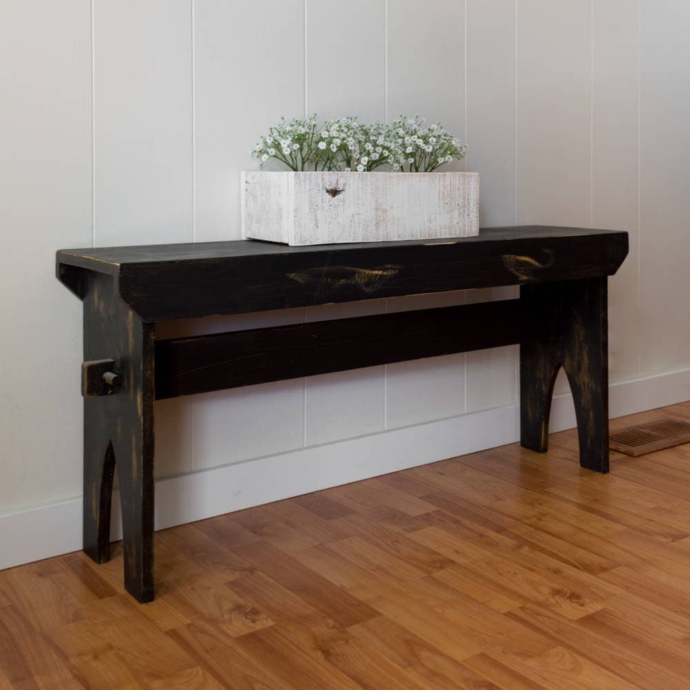 Farmhouse Bench Black Distressed Bench Primitive Rustic | Etsy