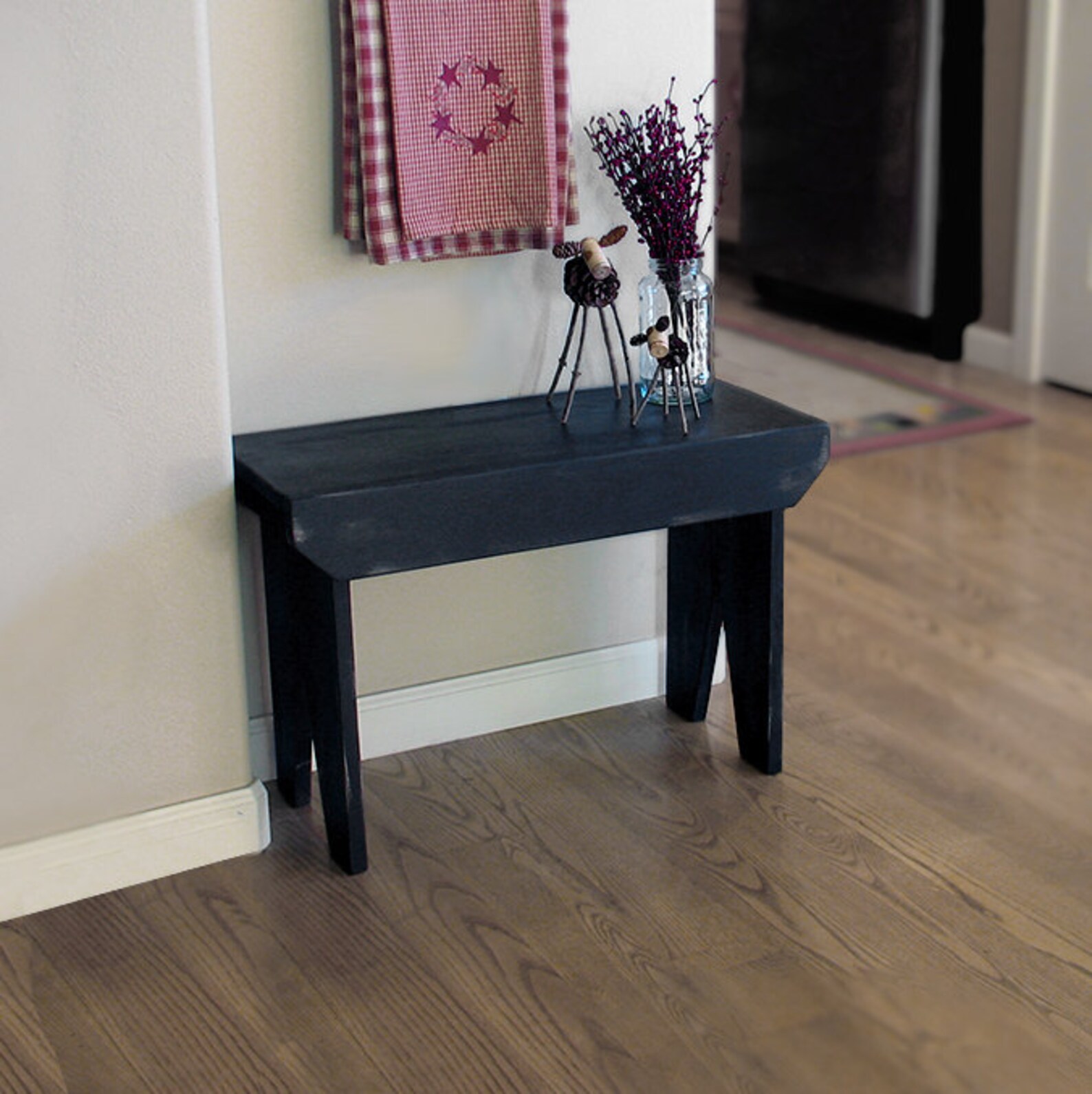 Farmhouse Entryway Stool Tall Distressed Bench | Etsy