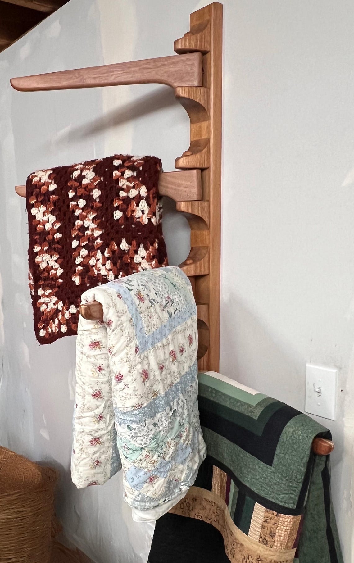 Mahogany Swing Arm Quilt Rack - Etsy