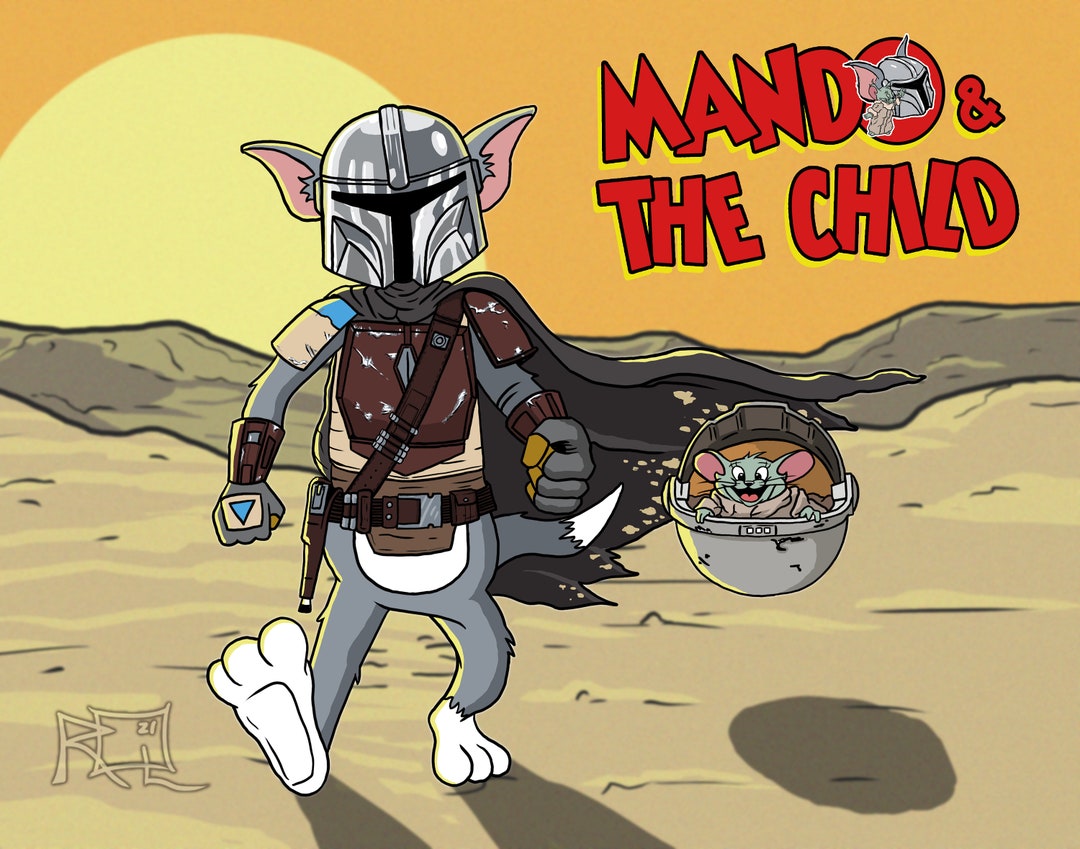 Mando and the Child Tom & Jerry Fan Art - Etsy