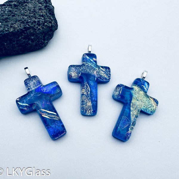 Blue Glass Cross - Etsy