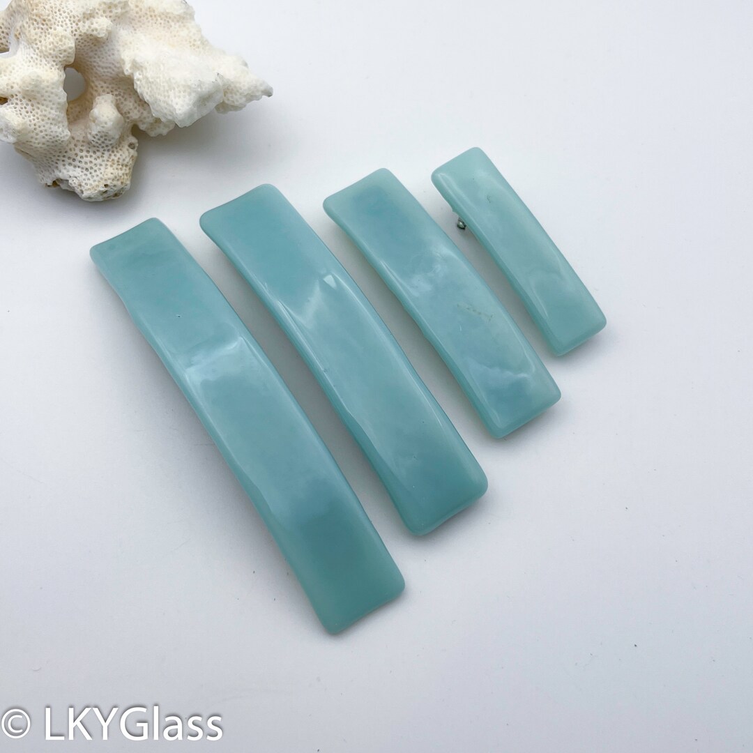 Unique Color Robins Egg Blue Glass French Barrette, Blue Green Hair ...