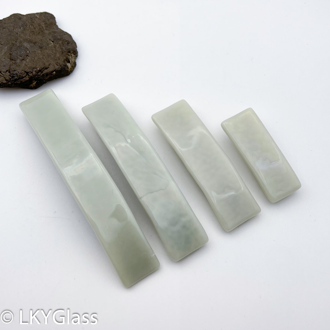 Light Dove Gray Glass Barrette, Gray Hair Barrette, Pale Gray Rubber ...