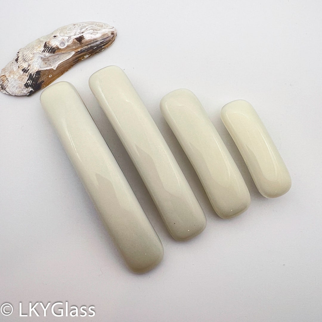 Glossy Cream Fused Glass Barrette, Solid Light Beige Hair Barrette ...