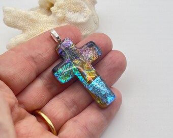 Glass Cross Necklace | Etsy
