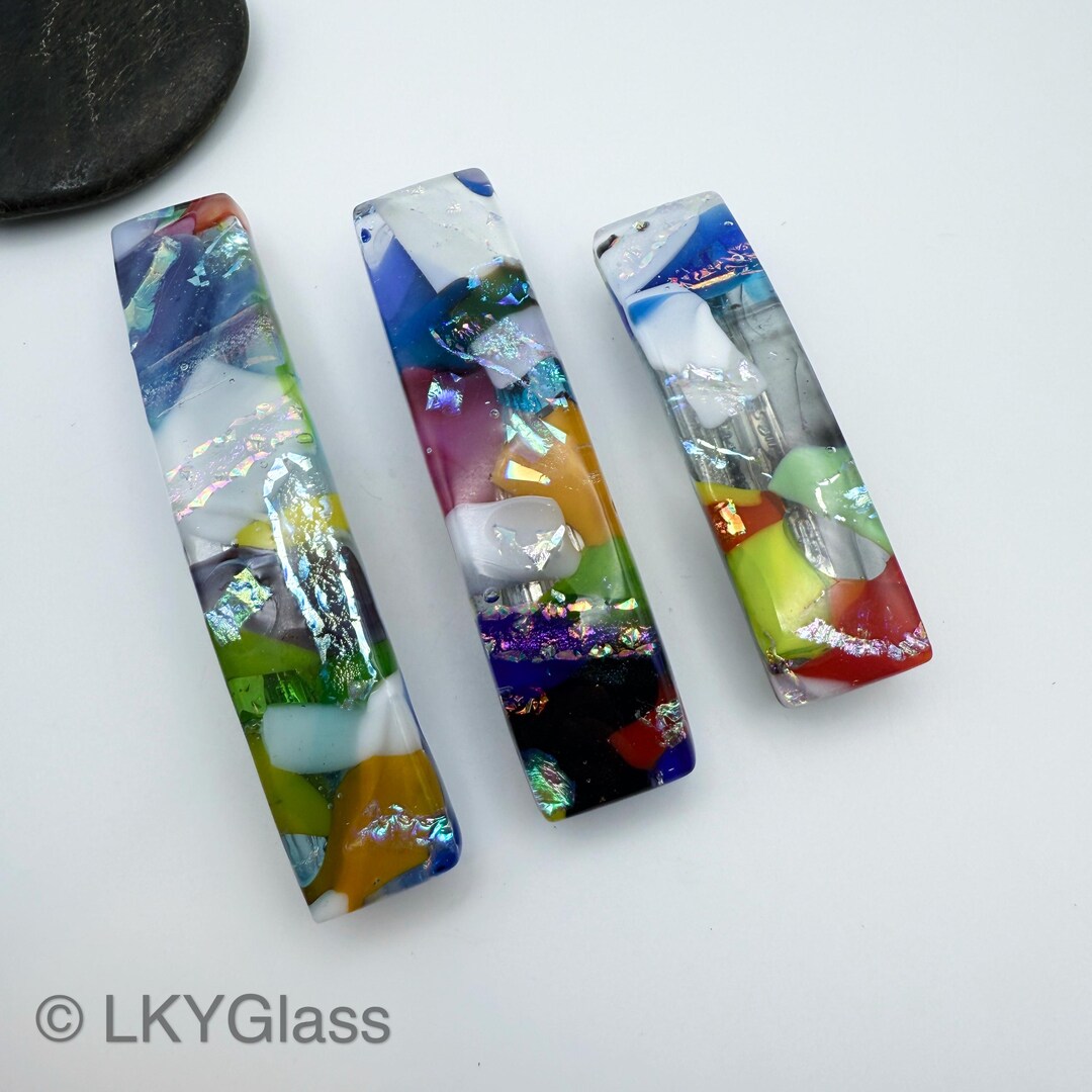 Each Barrette is a Piece of Art Stunning Rainbow Mosaic Dichroic Glass ...