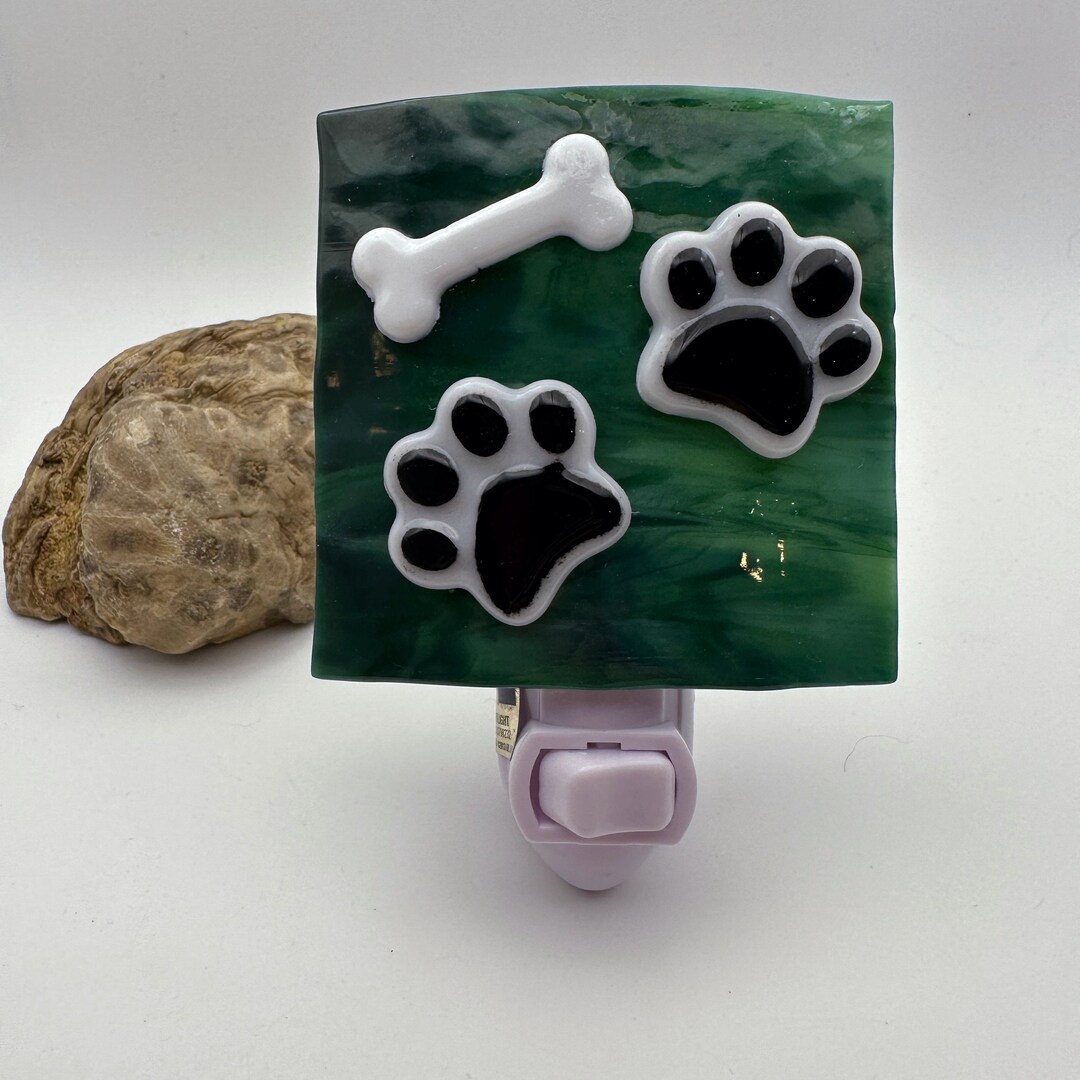 Handmade Dog Paw Print Night Light, Dog Bone Paw Print Nightlight, Pet ...