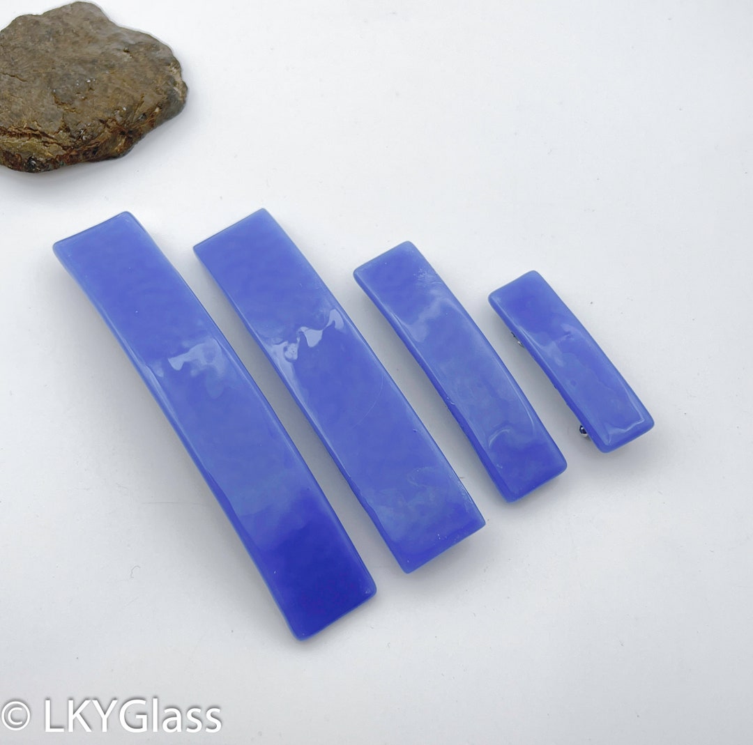 Perfectly Pretty Periwinkle Blue Stained Glass Barrette, Rubber Backed ...
