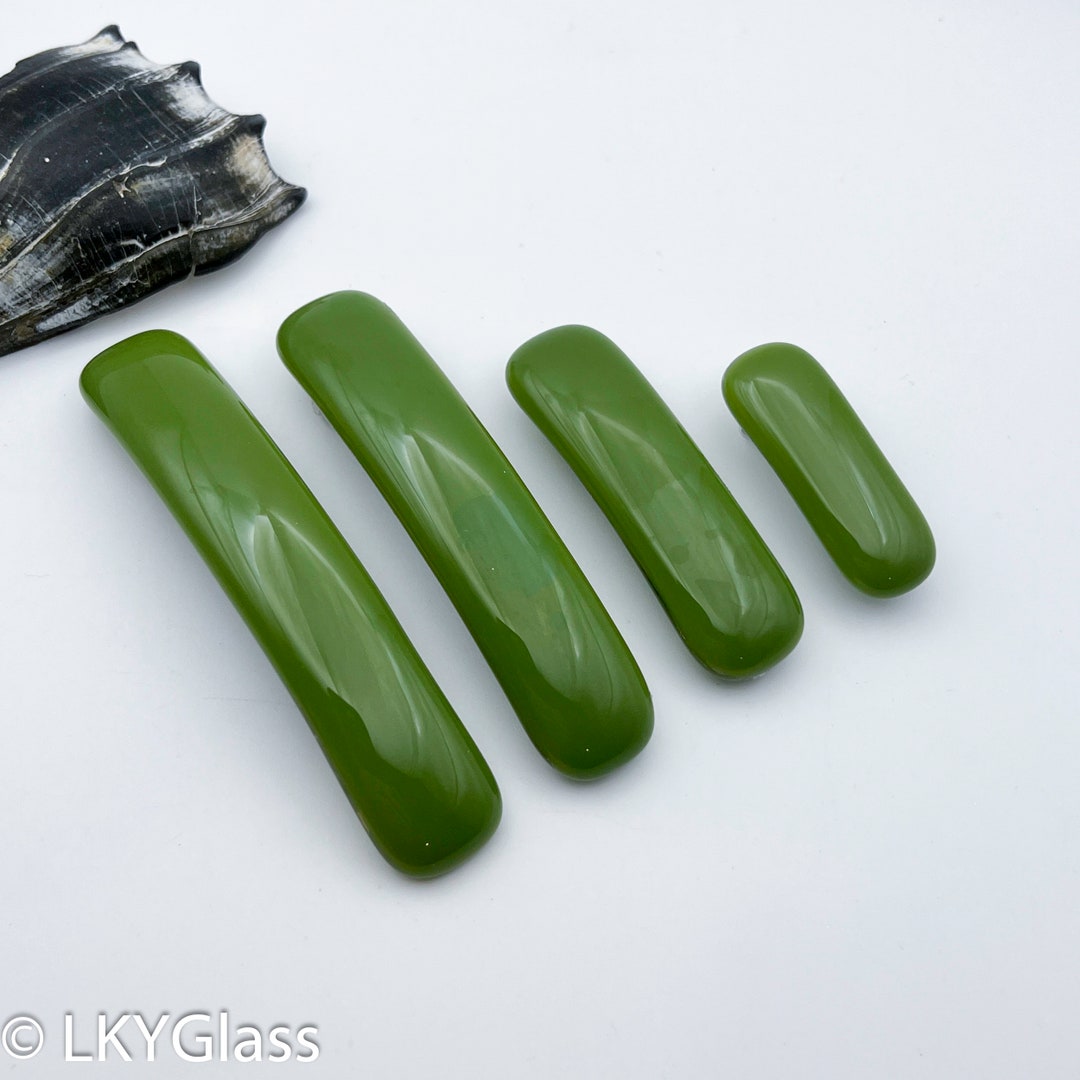 Elegant Handmade Olive Green Hair Barrette, Cute Army Green Fused Glass ...