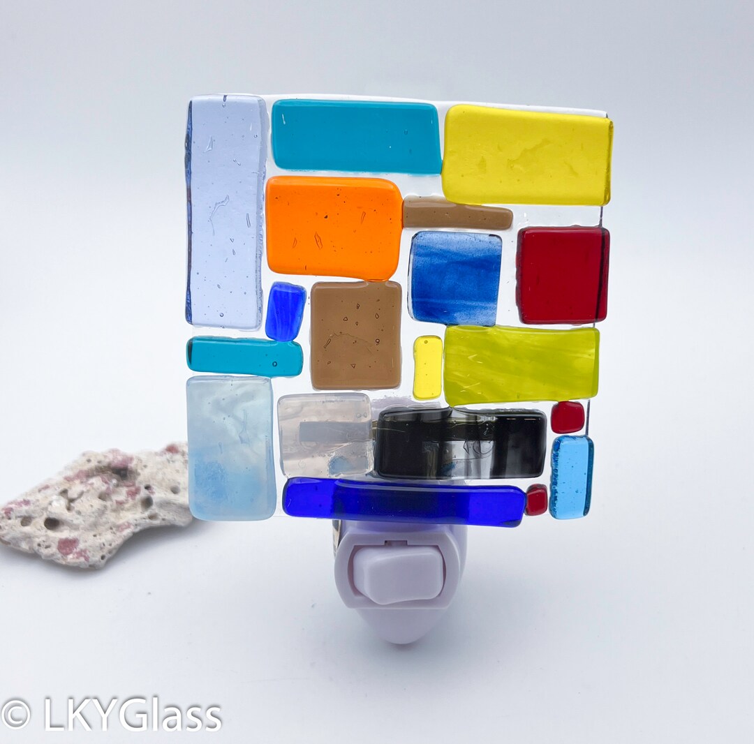 Mosaic Night Light, Fused Glass Night Lite, Dichroic Glass Nite Light ...