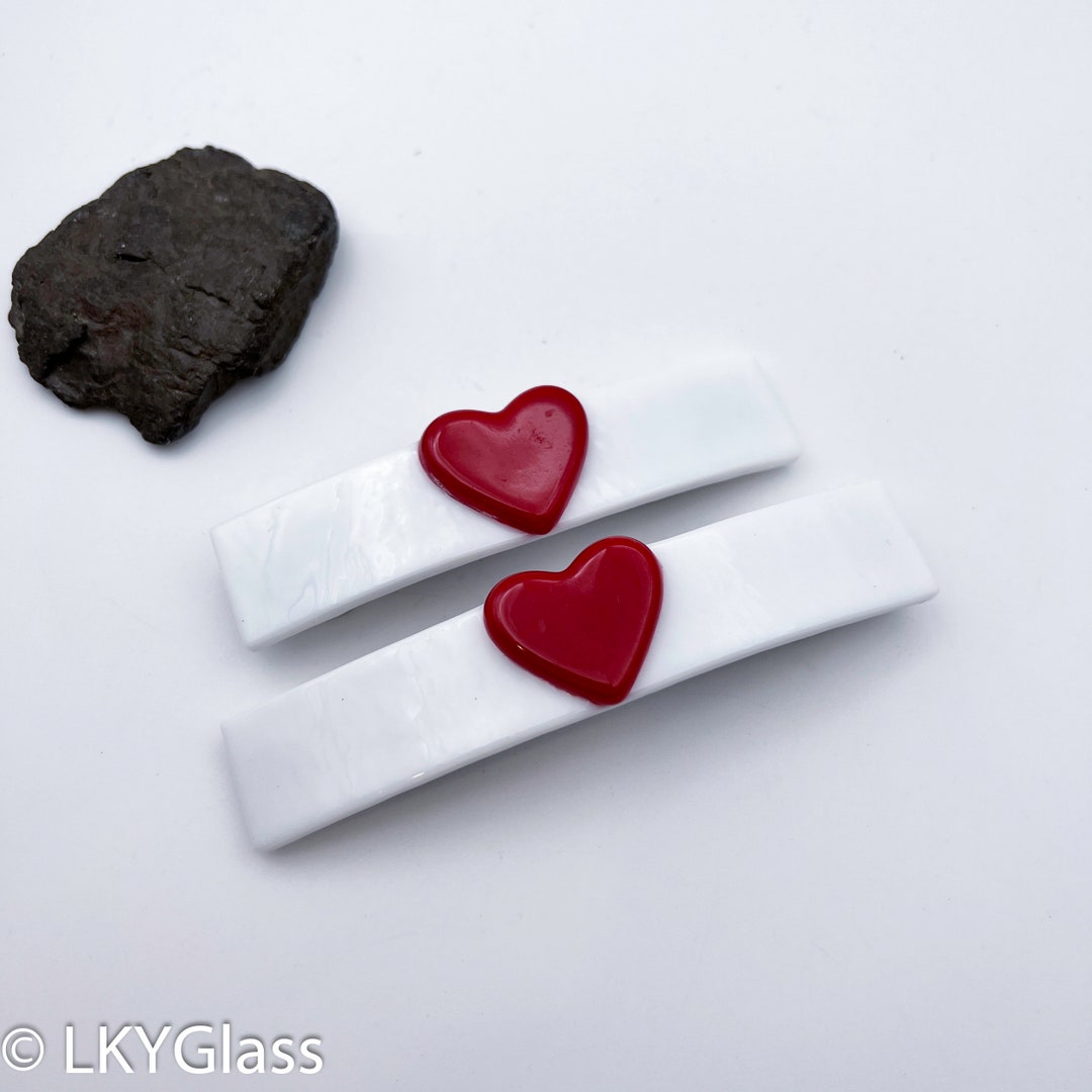 Handmade Valentine Hair Barrette With Red Heart, French Barrette for ...