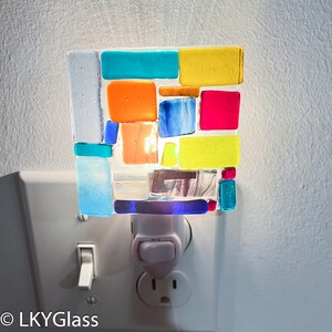 Mosaic Night Light, Fused Glass Night Lite, Dichroic Glass Nite Light ...