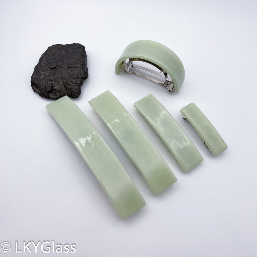Soft Artichoke Green Hair Barrette, Mint Green Stained Glass Barrette ...