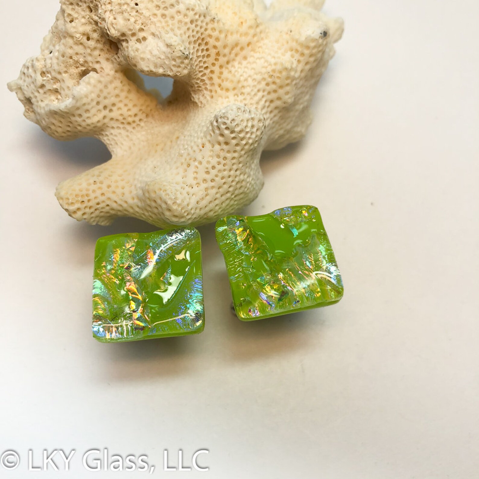 Green Dichroic Glass Cuff Links Bright Green Fused Glass | Etsy