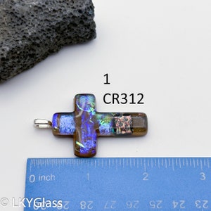 Stunning Brown Rainbow Dichroic Glass Cross, Fused Glass Cross Pendant ...