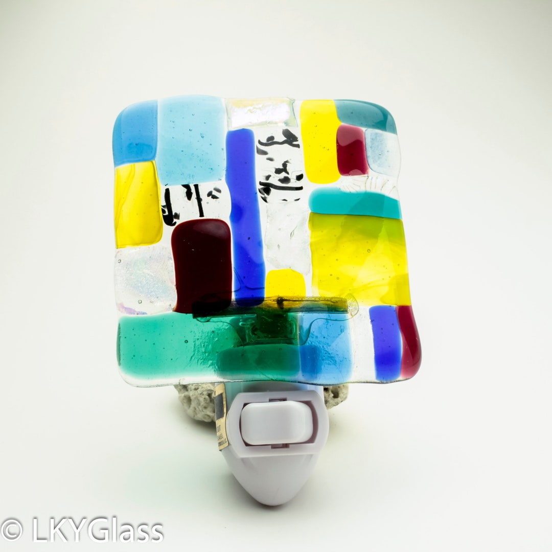 Wonderful Handcrafted Mosaic Rainbow Dichroic Fused Glass Night Light ...