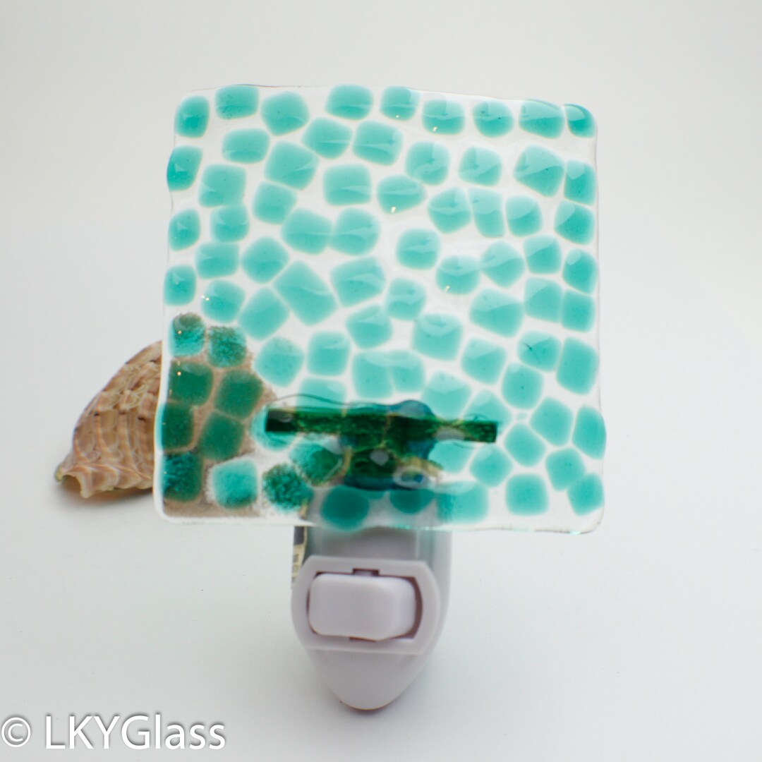 Emerald Green Night Light, Green Fused Glass Night Lite, Green Nite ...