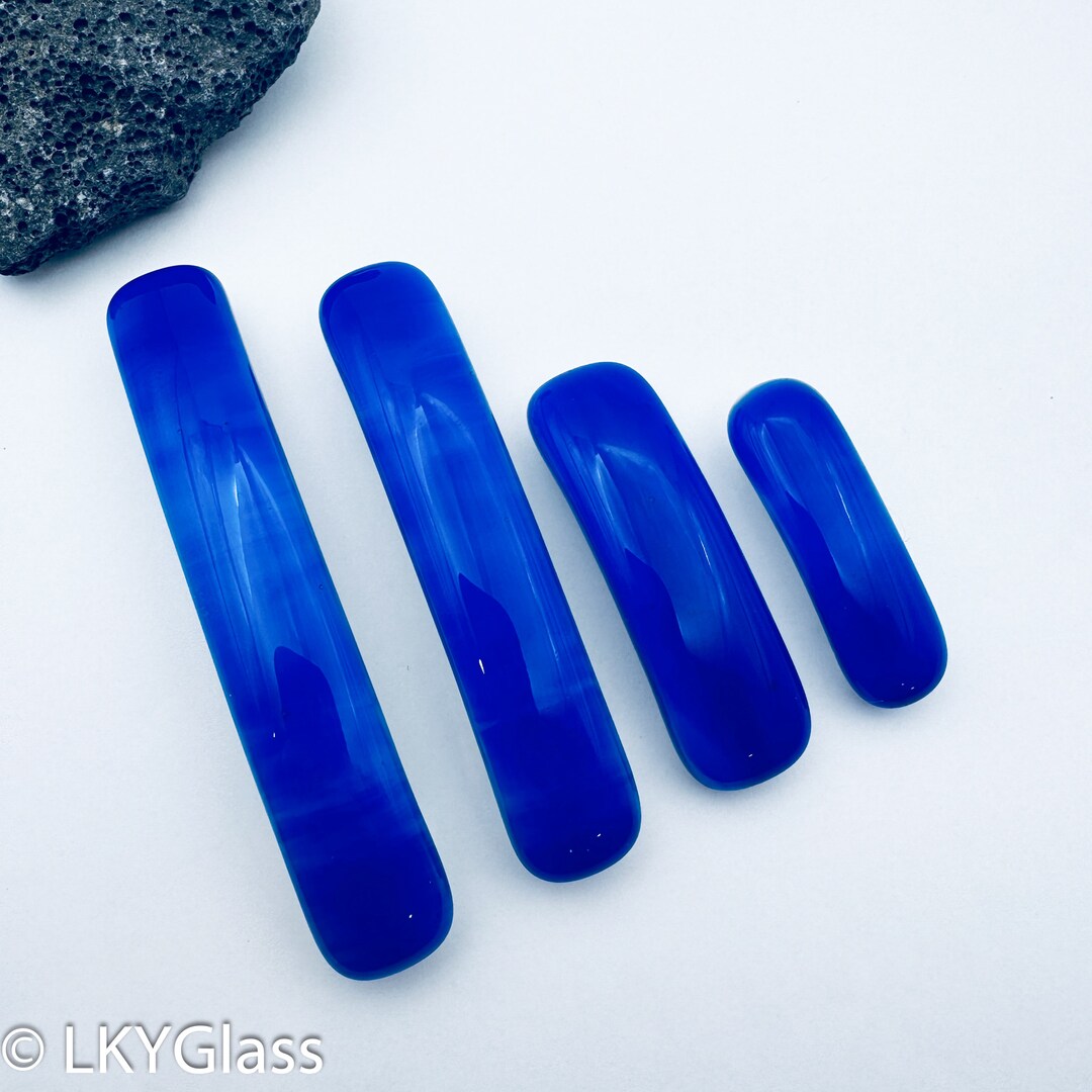 Vibrant Dark Blue Turquoise Blue Fused Glass Hair Barrette, Fine Hair ...
