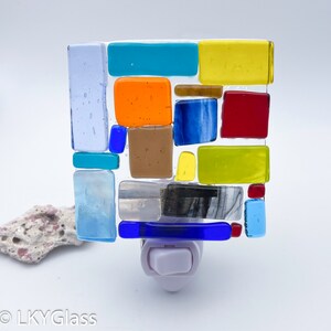 Mosaic Night Light, Fused Glass Night Lite, Dichroic Glass Nite Light ...