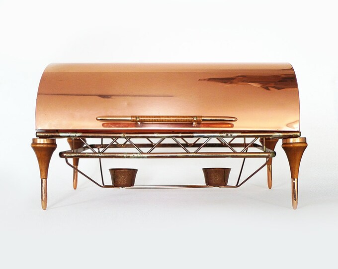 Copper Roll Top Chafing Dish / Mid Century Dinner Party Server / Buffet ...