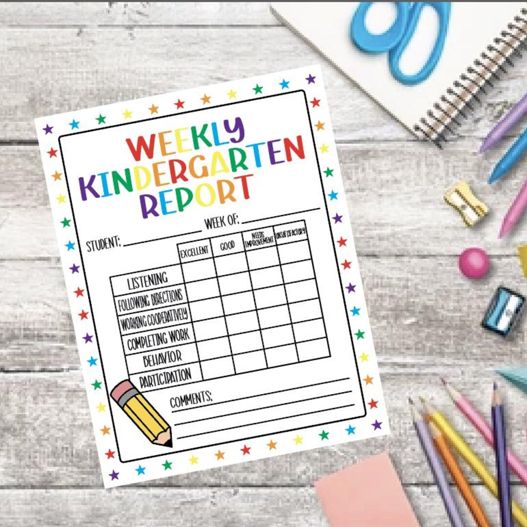 Kindergarten Weekly Behavior Report - Etsy