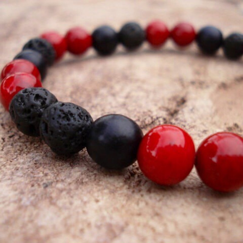 Red Beaded Bracelet - Etsy