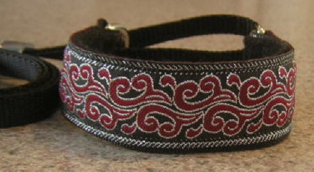 Gold or Silver Metallic Flames1 Wide Toy Dog Collar With Lead ...