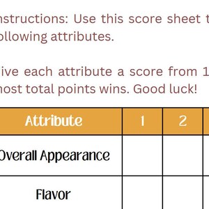 Pie Baking Contest Printable Download Scoresheet - Etsy