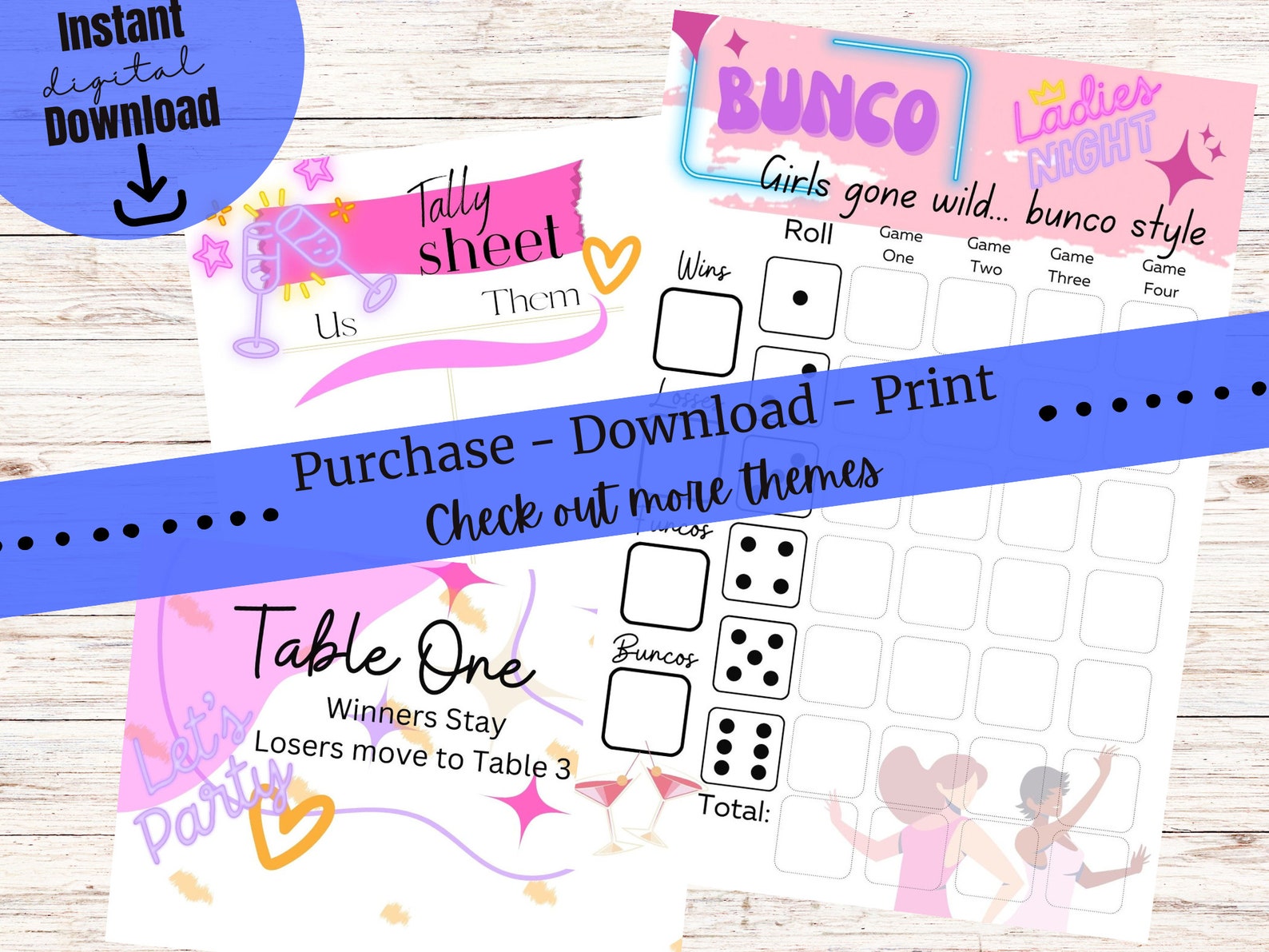 Spring Bunco, Girls Gone Wild, Bunco Scoresheet, Printed Bunco Cards ...