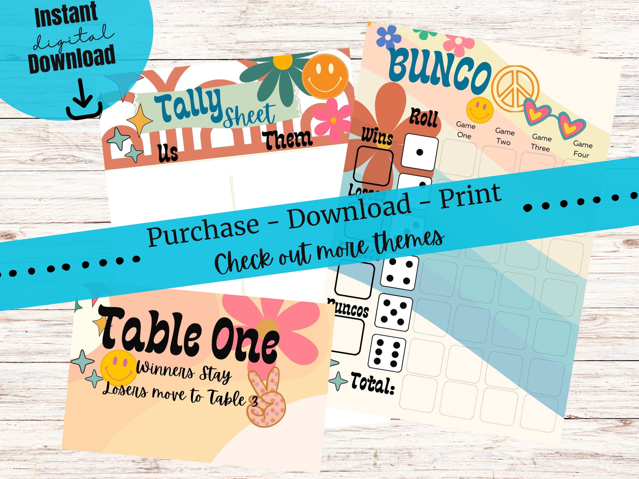 70's Theme Bunco, Retro Bunco, Printable Bunco Set-complete Bunco Set ...