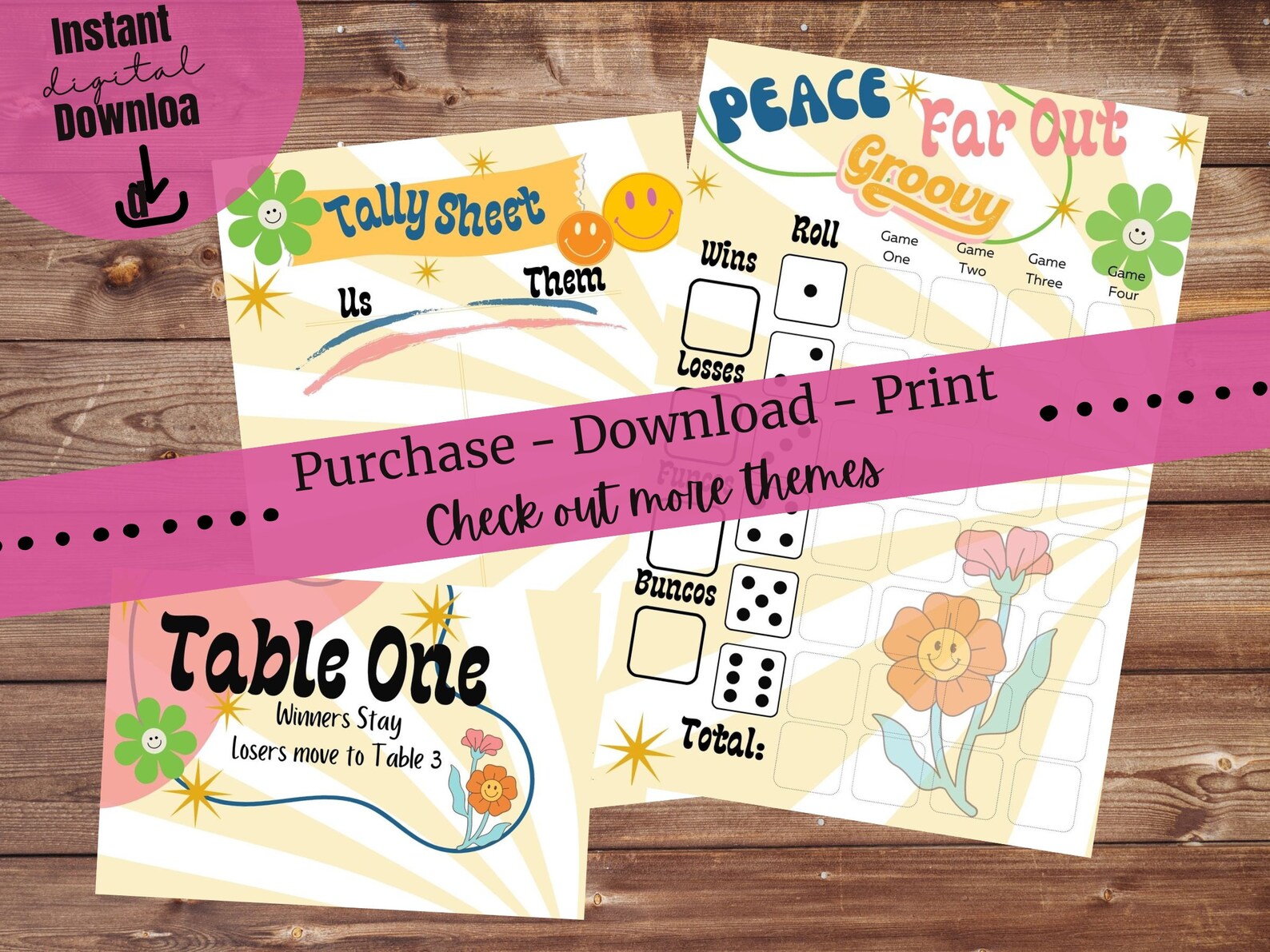 70's Theme Bunco, Retro Bunco, Printable Bunco Set-complete Bunco Set ...