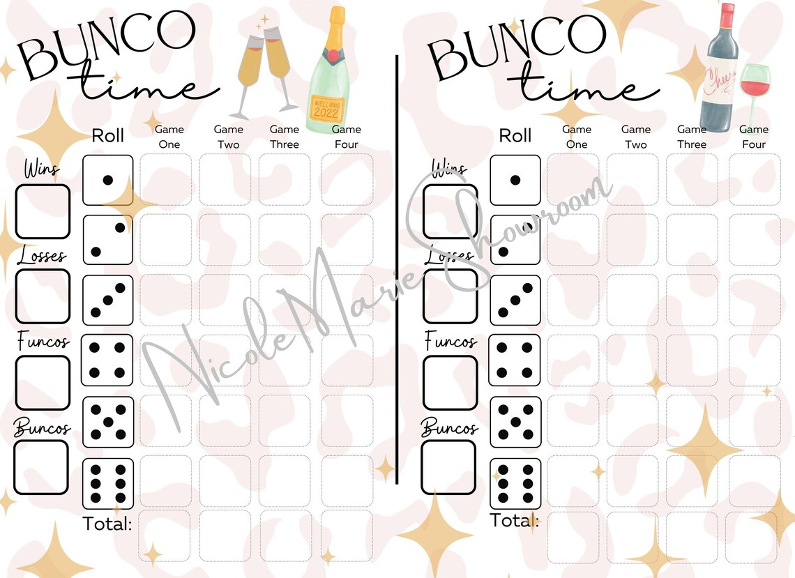 Spring Bunco, April, May, Bunco Scoresheet, Printed Bunco Cards, Tally ...