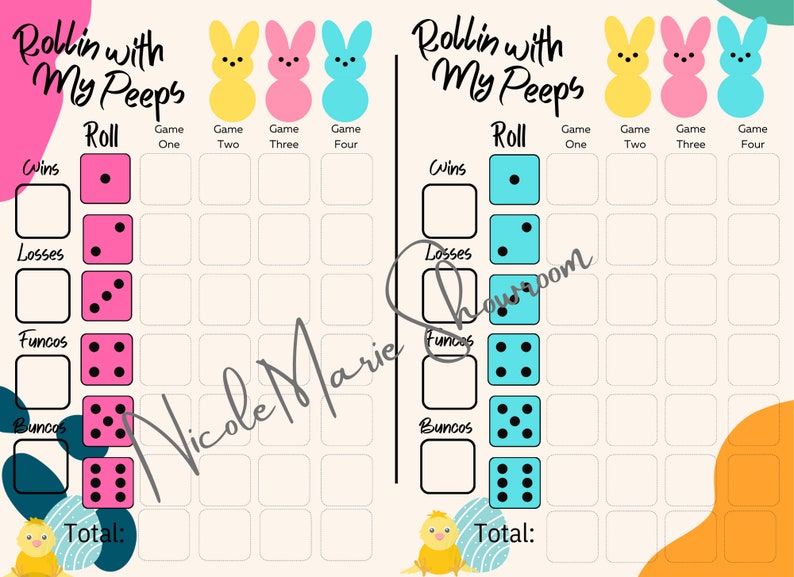 Easter Bunco; Bunco Scorecards; Peeps Easter; Bunco Night; Bunco Tally ...