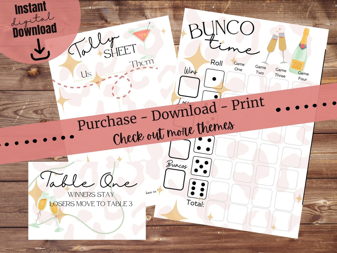 Spring Bunco, April, May, Bunco Scoresheet, Printed Bunco Cards, Tally ...