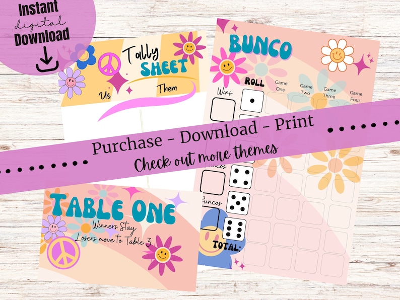 70's Theme Bunco, Retro Bunco, Printable Bunco Set-complete Bunco Set ...