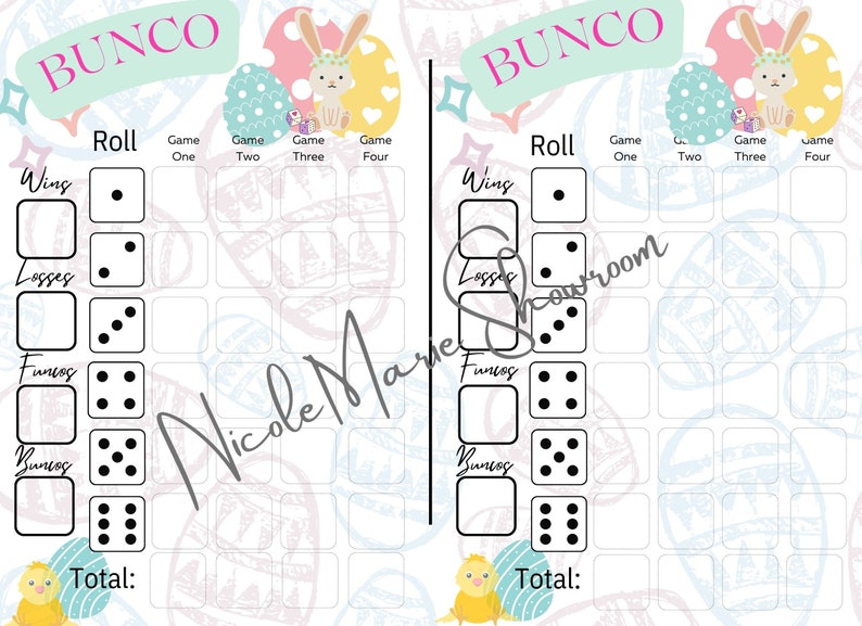 Easter Bunco Scorecard Set: Table Numbers, Tally Sheets (digital ...