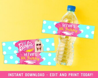 Barbie Birthday Water Bottle | Etsy