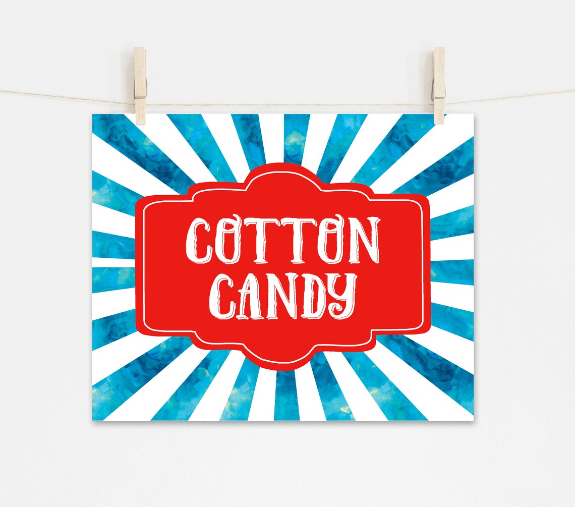Cotton Candy Sign Carnival Party Decor Printable Carnival | Etsy