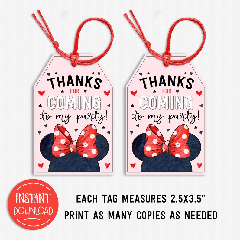 Minnie Mouse Favor Tags Printable Minnie Favor Tags Minnie | Etsy Hong Kong