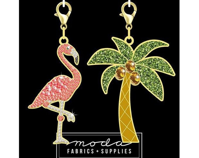 Flamingo and Palm Tree Enamel Zipper Pulls (set of Two) Cathe Holden ...