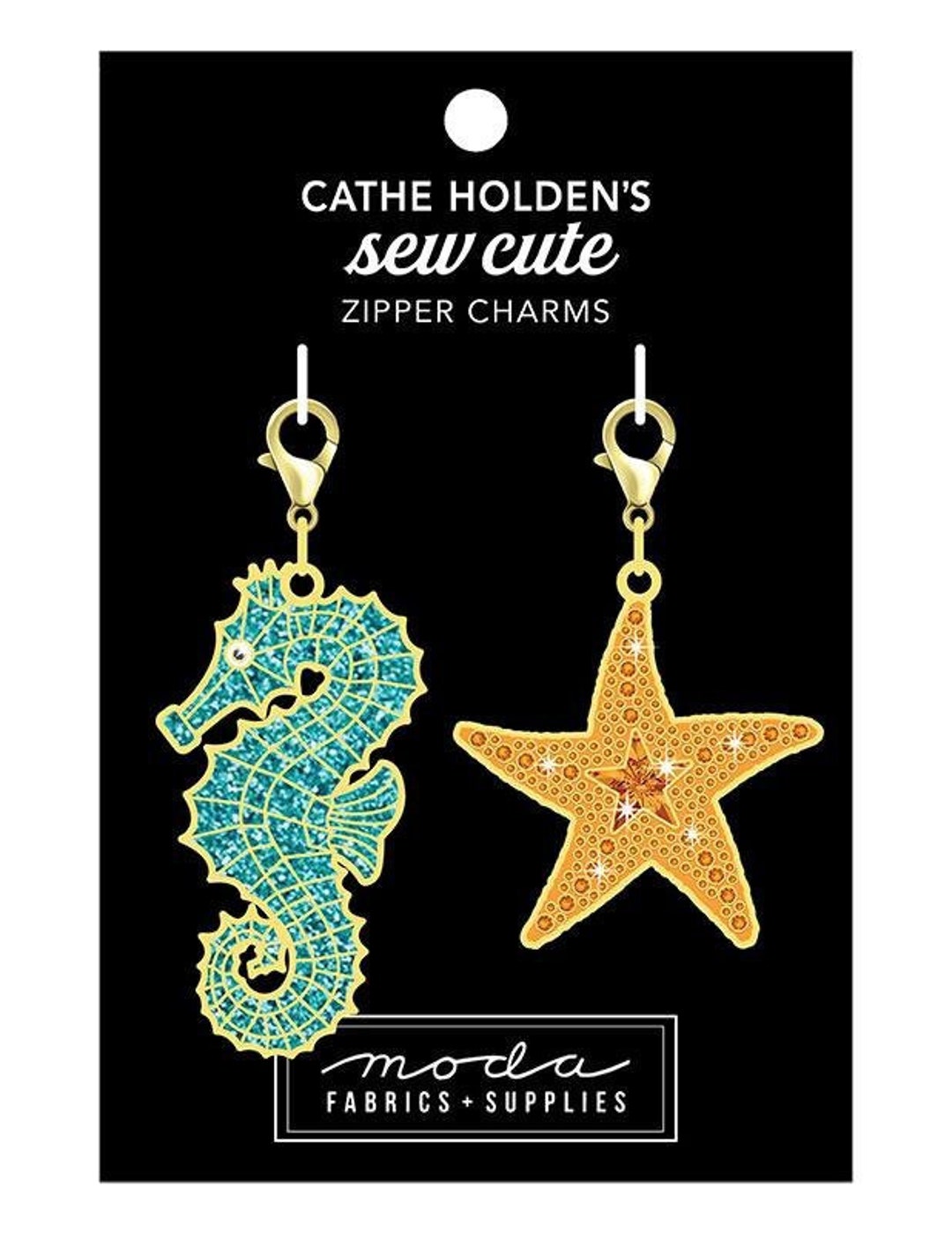 Seahorse and Starfish Enamel Zipper Pulls set of Two Cathe Holden Sew ...