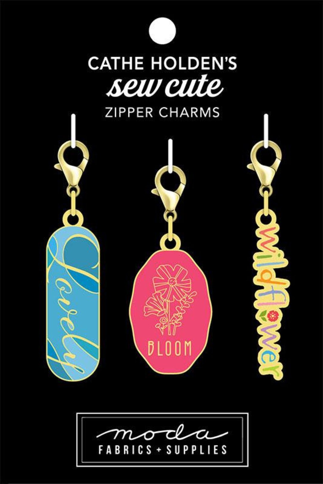Lovely, Bloom and Wildflower Enamel Zipper Pulls (set of Three) Cathe ...
