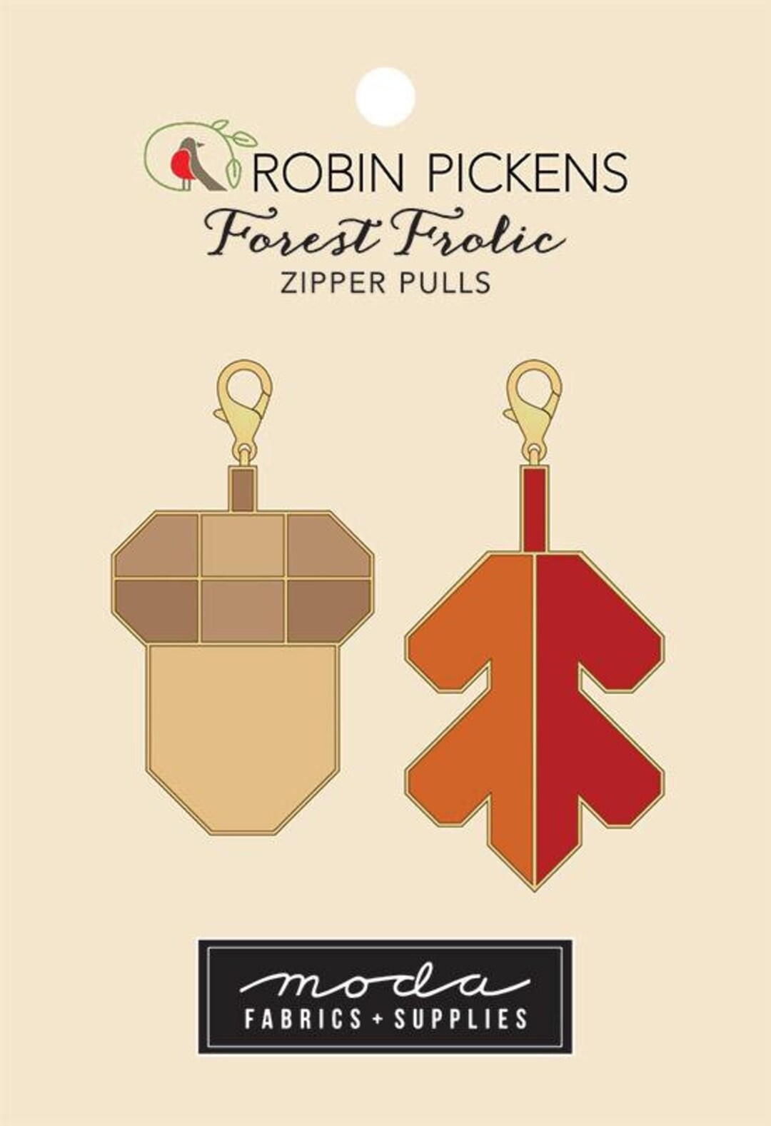 Acorn and Leaf Enamel Zipper Pulls set of Two Robin Pickens Forest ...