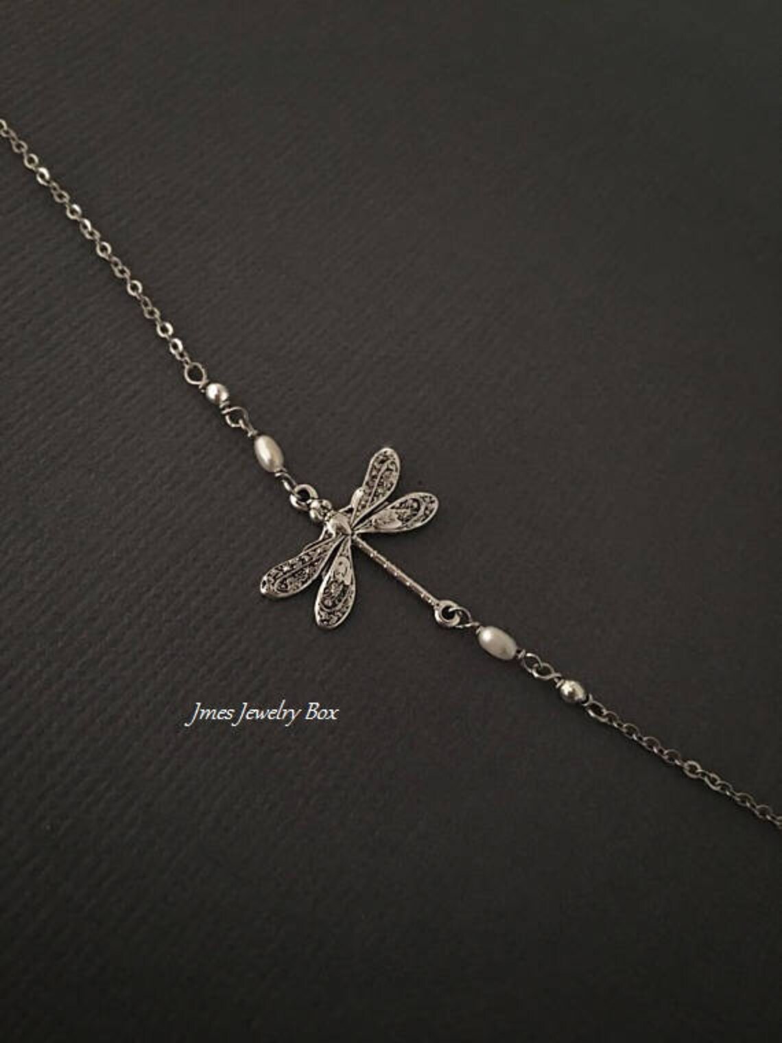 Silver Dragonfly Anklet adjustable Silver Dragonfly | Etsy