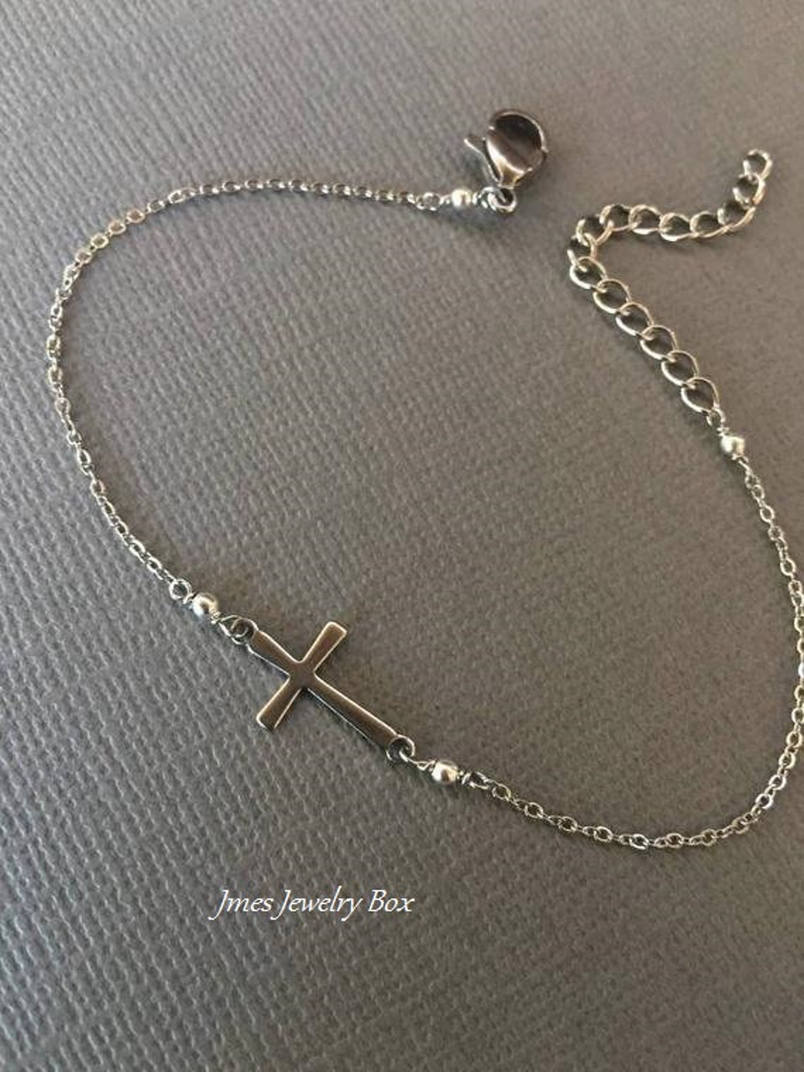 Little Silver Cross Bracelet Tiny Silver Cross Bracelet - Etsy