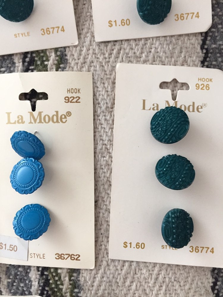 43 Vintage La Mode Buttons in Cool Blue Tones - Etsy