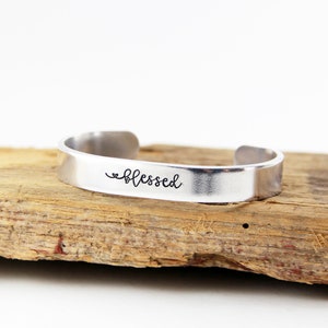 Blessed Metal Hand Stamped Cuff Bracelet - Etsy