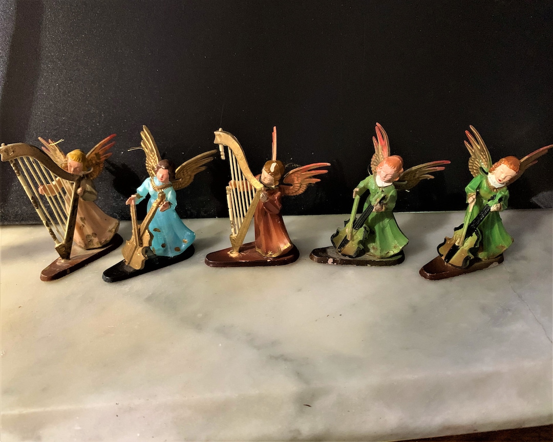Vintage Plastic Angels - Playing Instruments - Hong Kong - Set of 5 - Etsy