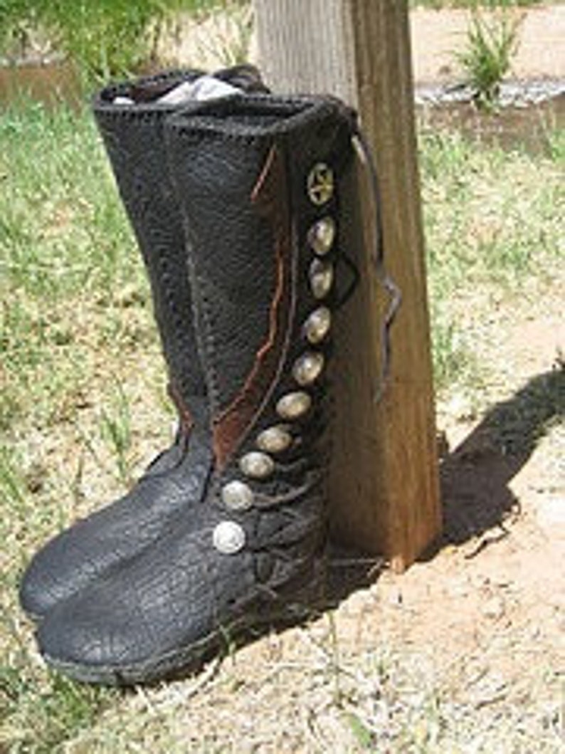 Knee Hi hand made laced custom buffalo moccasins boots | Etsy